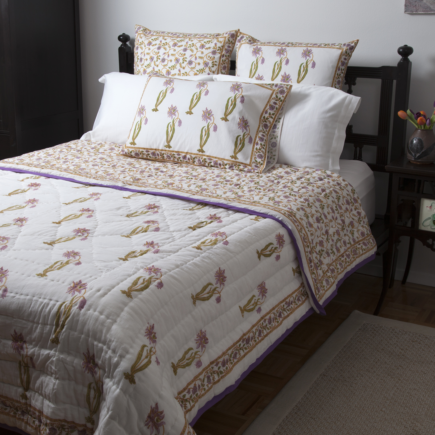 Florence-Gina Reversible Quilt - Lilac/Green | Marigold Living