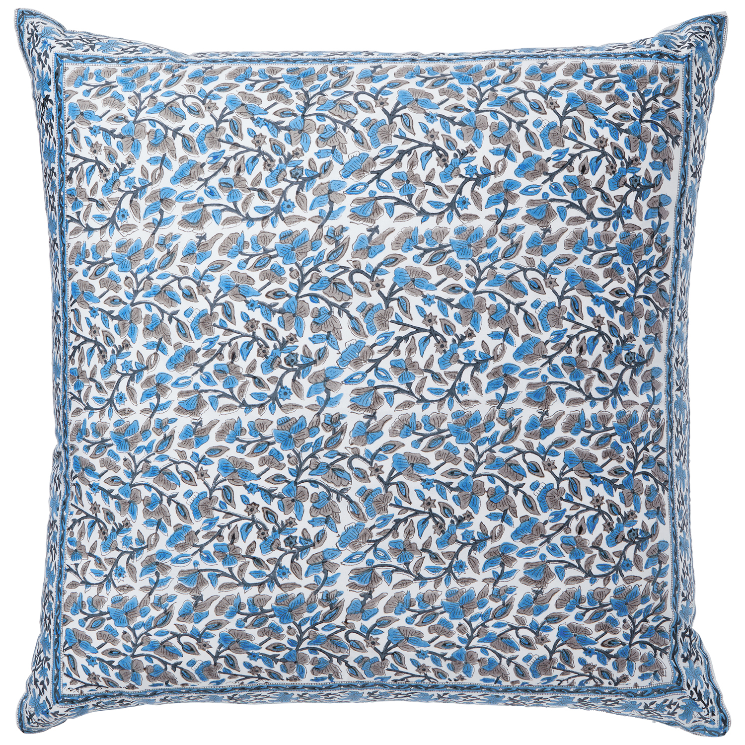 Blue & Orange Reversible Euro Sham: Anna-Nargis Block Print